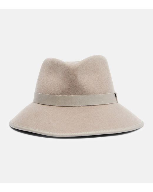 Max Mara Locusta Wool Felt Fedora Hat in Natural | Lyst UK