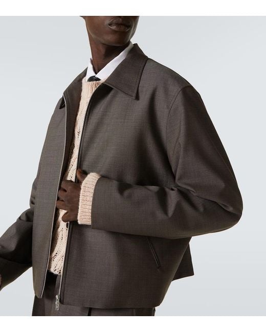 Our Legacy Mini Checked Virgin Wool Blouson in Gray for Men | Lyst