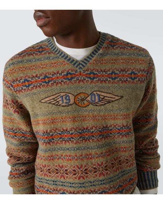RRL Fair Isle Wool Sweater in Brown for Men | Lyst