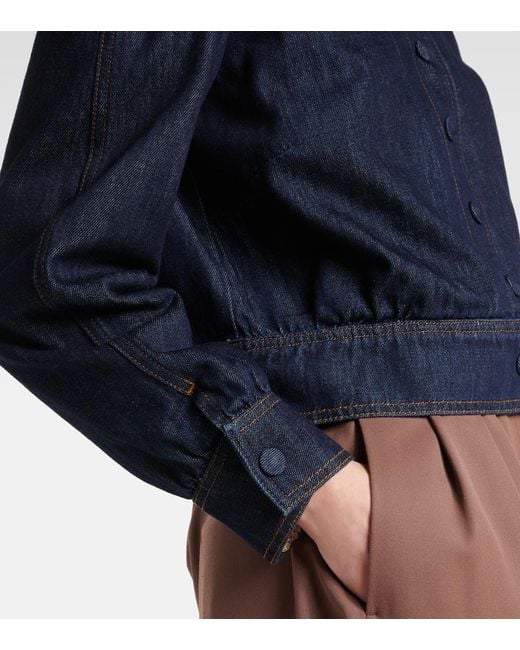 Dries Van Noten Cropped Denim Jacket in Blue | Lyst