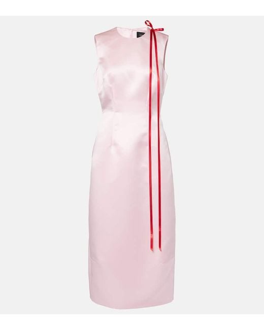 Simone Rocha Bow-Detail Satin Midi Dress in Pink | Lyst