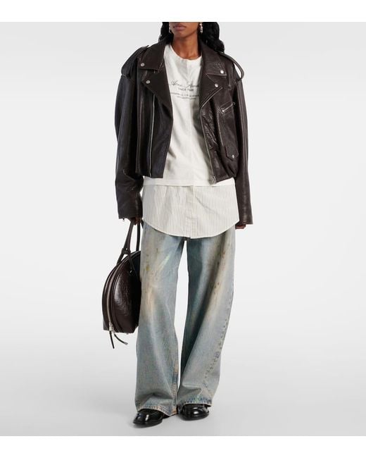 Acne Studios Leather Biker Jacket in Black | Lyst