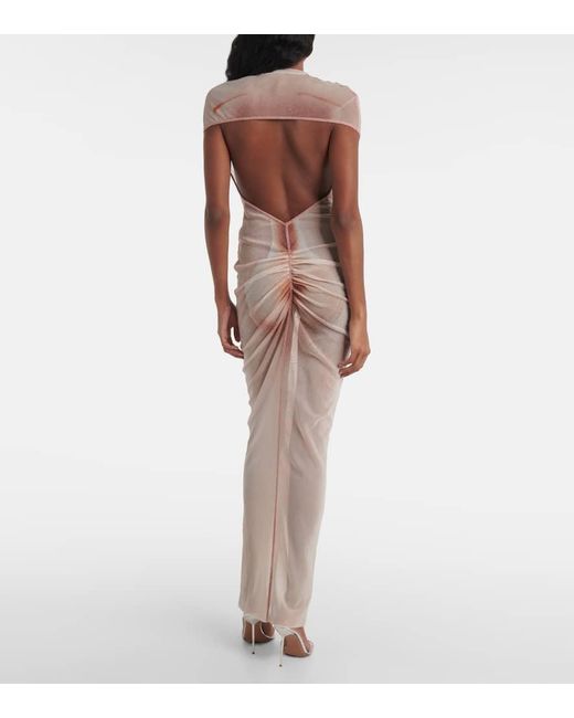 Jean Paul Gaultier Le Classique Printed Mesh Maxi Dress in Pink | Lyst