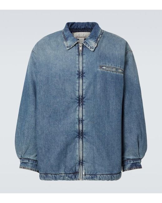 ERL Faux Shearling-lined Denim Jacket in Blue for Men | Lyst