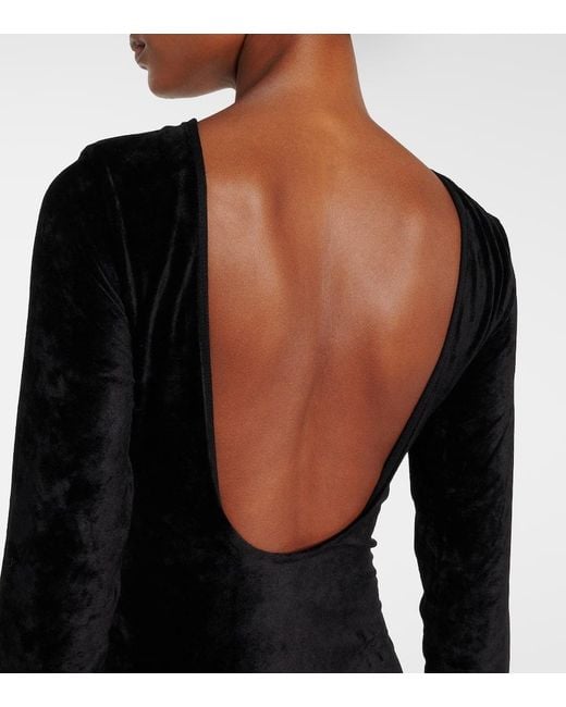 Polo Ralph Lauren Velvet Midi Dress in Black | Lyst