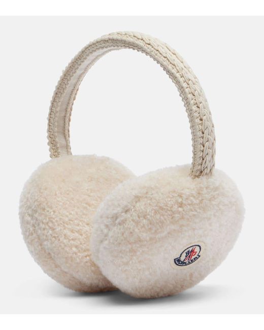 Moncler Logo Teddy Earmuffs in White | Lyst