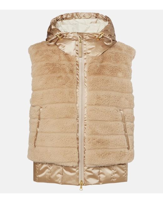 Bogner Yumi Faux Fur Down Vest in Natural | Lyst