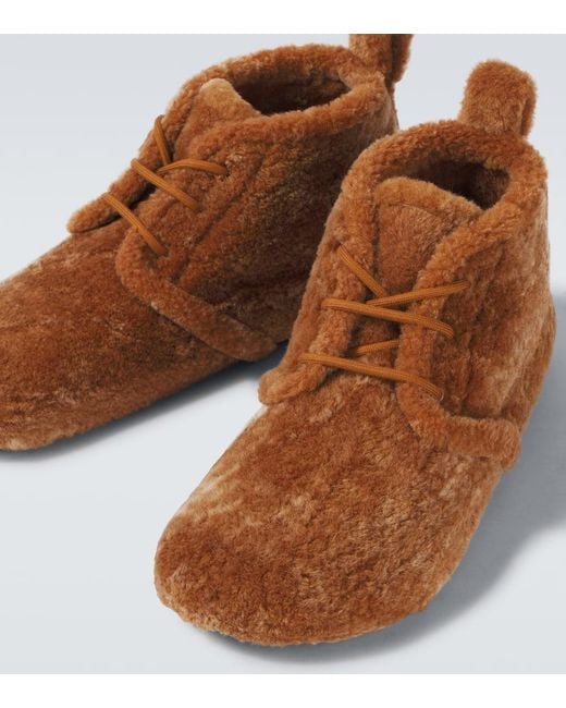 Loewe Lago Shearling Lace-Up Boots in Brown for Men | Lyst