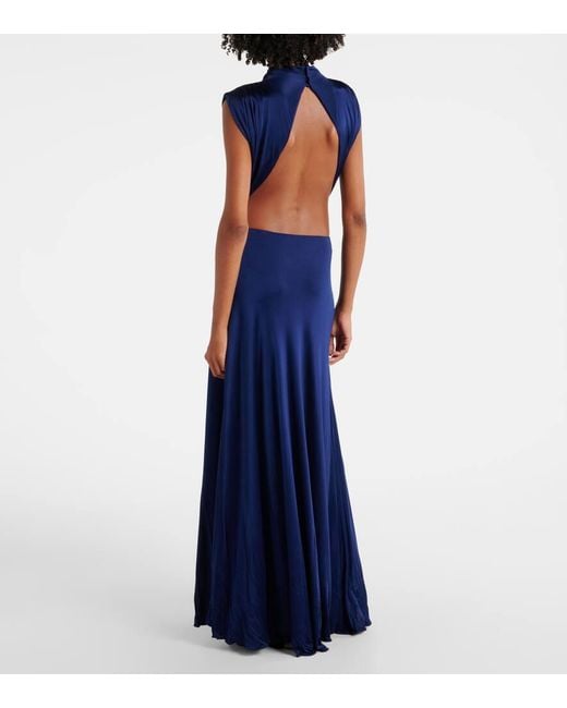 Loewe Belted Cutout Draped Gown in Blue | Lyst