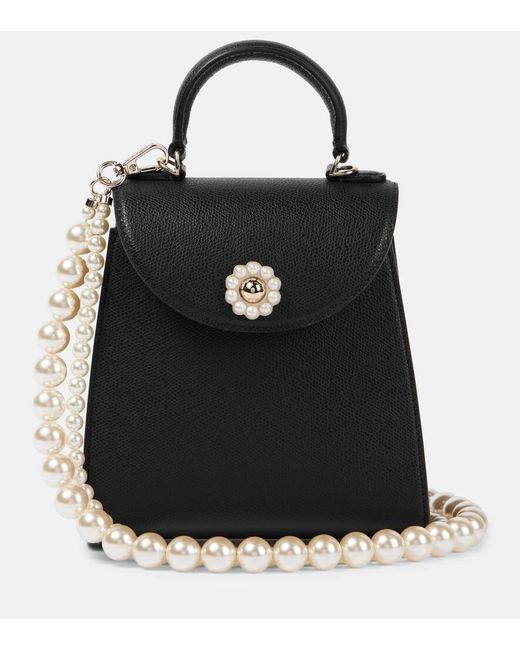 Simone Rocha Valentine Mini Leather Shoulder Bag in Black | Lyst