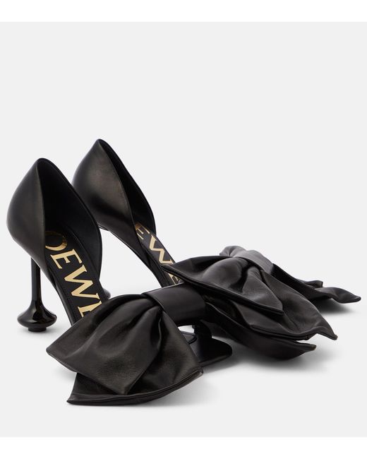Loewe Toy Bow-detail Leather Pumps in Black | Lyst