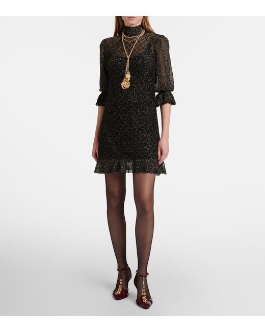 Chloé Ruffled Lame Minidress in Black | Lyst UK