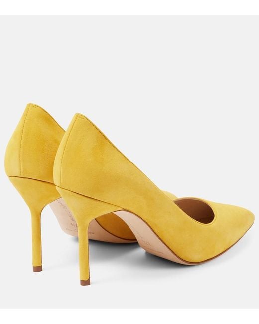 Manolo Blahnik Bb 90 Suede Pumps in Yellow | Lyst