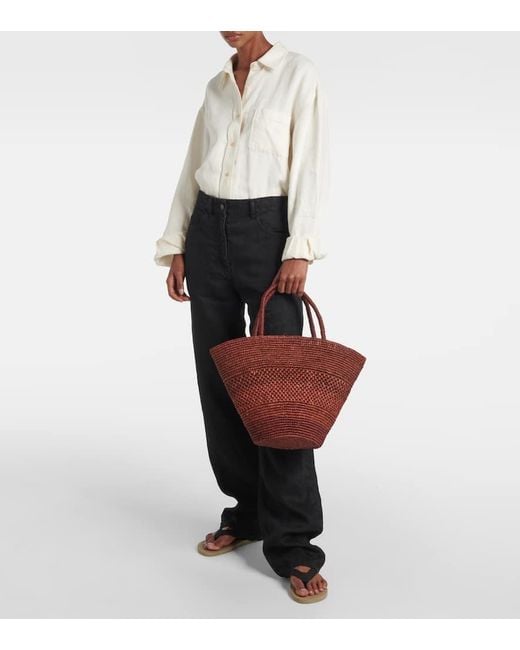 The Row Emilie Raffia Basket Bag in Red | Lyst