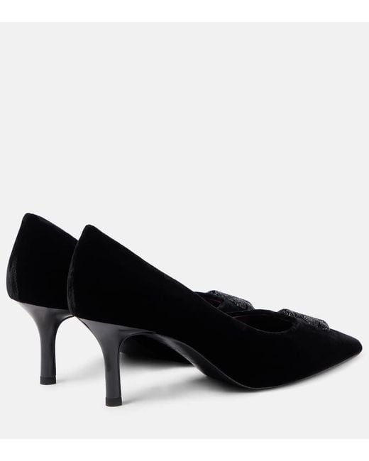 Tory Burch Eleanor Pave 65 Velvet Pumps in Black | Lyst