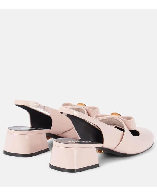 Versace Gianni Ribbon Patent Leather Slingback Pumps in Pink | Lyst