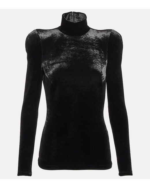 Balenciaga Velvet Turtleneck Top In Black Lyst