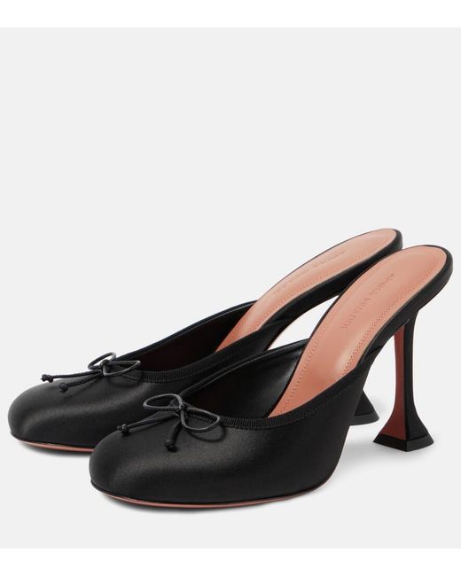 AMINA MUADDI Lila 95 Satin Mules in Black | Lyst