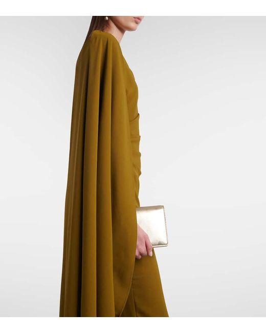 Rachel Gilbert Dion Caped Draped Gown in Natural | Lyst UK