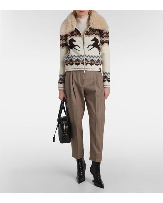 Stella McCartney Fair Isle Virgin Wool Bomber Jacket in White | Lyst