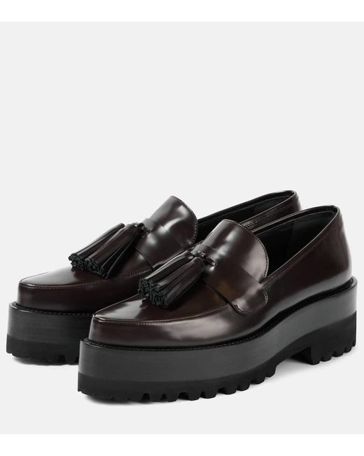 Victoria Beckham Leather Platform Loafers in Black | Lyst