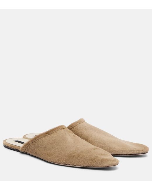 Christen Elipse Calf Hair Mules in Natural | Lyst UK