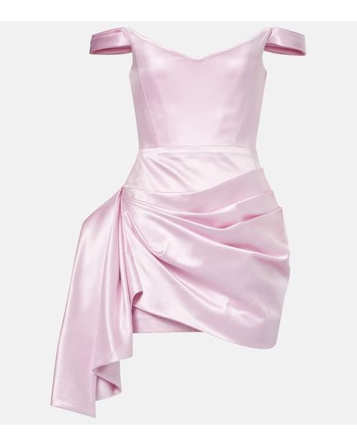 Alex Perry Draped Duchess Satin Minidress in Pink | Lyst