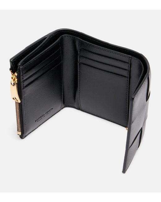 Bottega Veneta Cassette Small Intreccio Leather Wallet in Black | Lyst UK