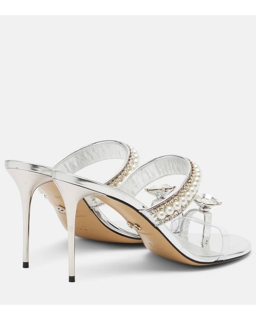 Mach & Mach Diamond Of Elizabeth 95 Leather Mules in White | Lyst UK