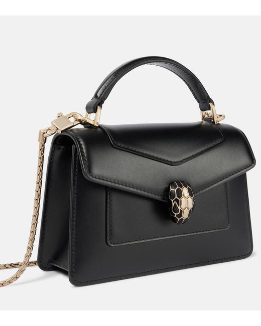 BVLGARI Serpenti Forever Mini Leather Shoulder Bag in Black | Lyst