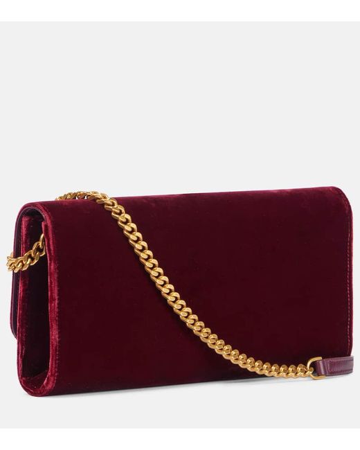 Tod's T Timeless Small Velvet Wallet On Chain in Red | Lyst