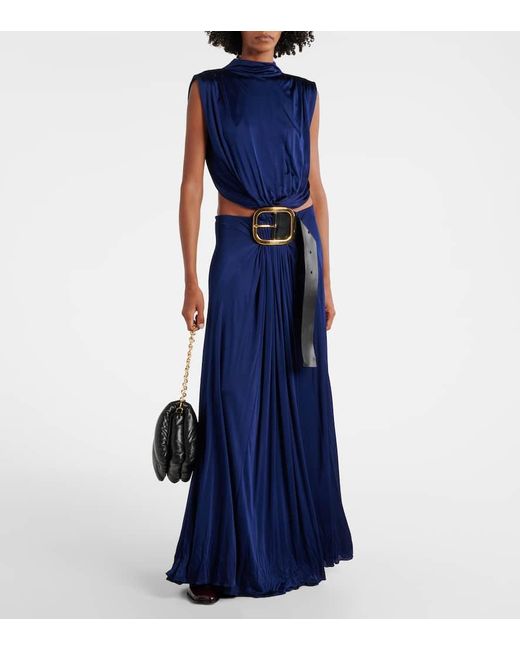 Loewe Belted Cutout Draped Gown in Blue | Lyst