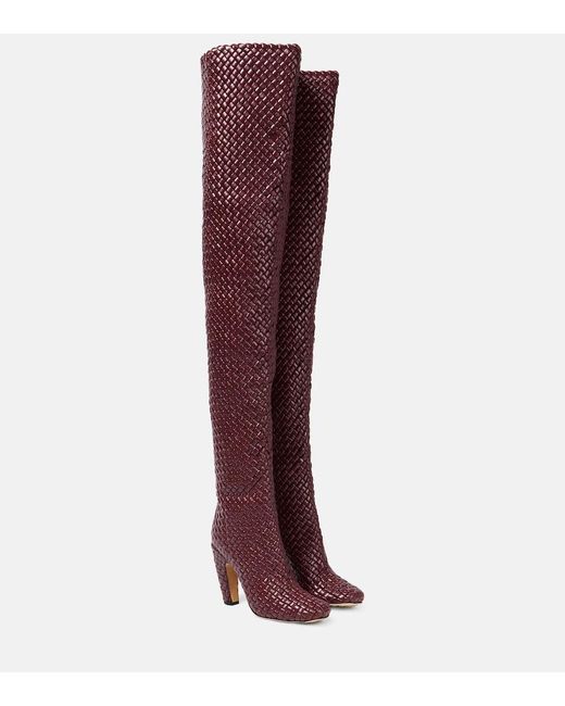Bottega Veneta Canalazzo Leather Over-the-knee Boots in Red | Lyst