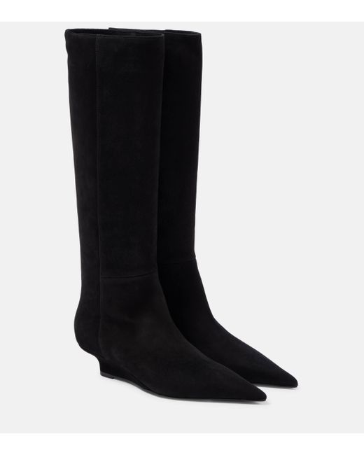 TOTEME Sharp 40 Suede Knee-High Boots in Black | Lyst Canada