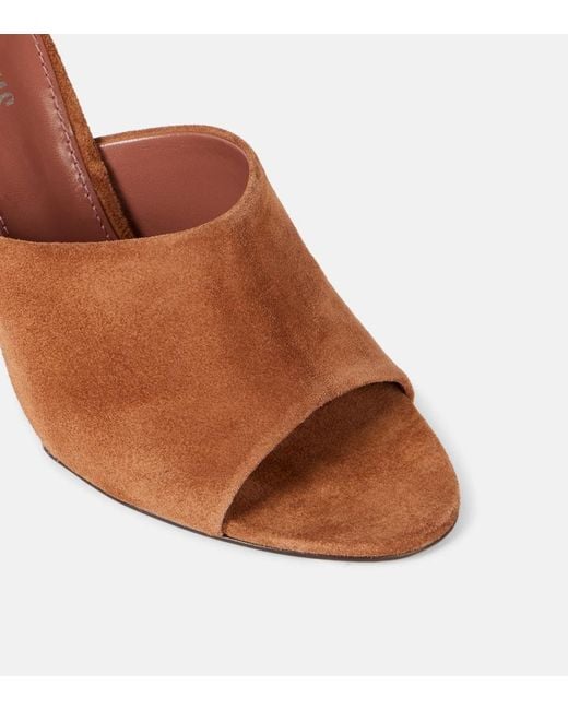 Paris Texas Nina Suede Wedge Mules in Brown | Lyst