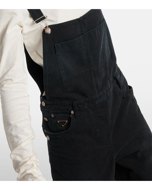 Prada Denim Overalls in Black | Lyst