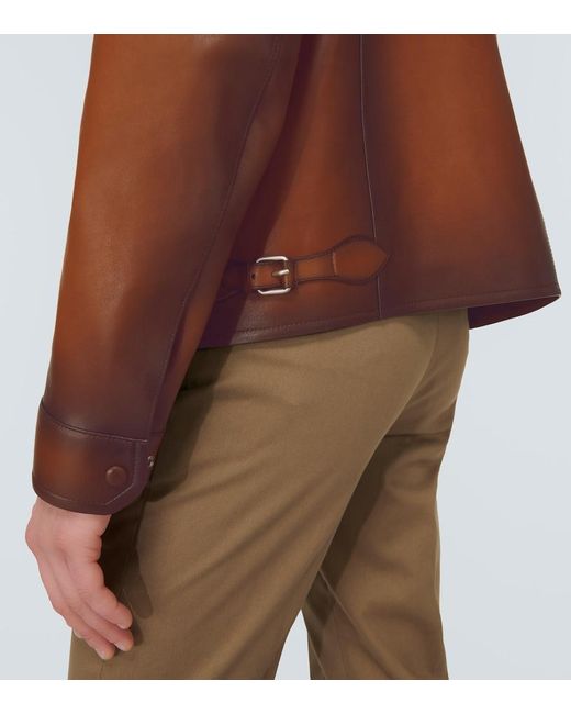 Berluti Patina 1 Jour Leather Blouson Jacket in Brown for Men | Lyst
