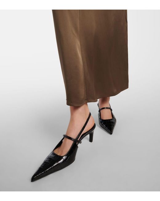 TOTEME Sharp Croc-Effect Leather Slingback Pumps in Black | Lyst