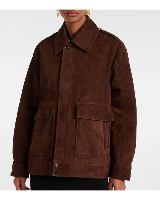 Nour Hammour Drey Suede Jacket in Brown | Lyst