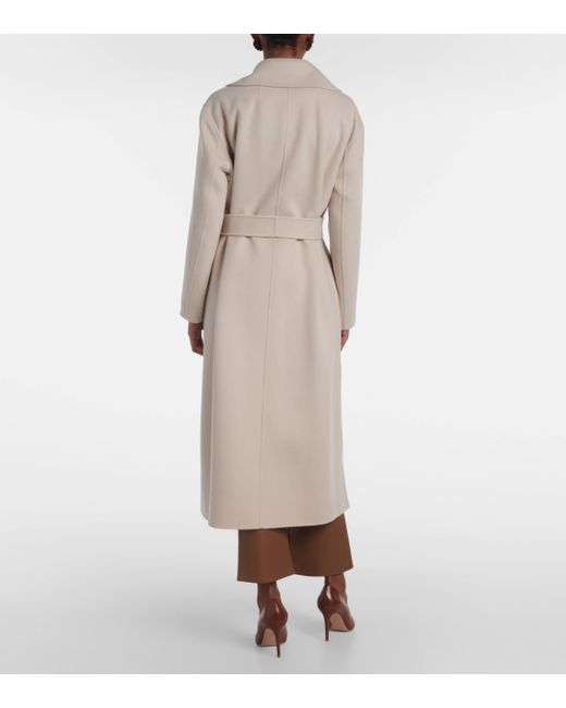Max Mara Livia Wool Wrap Coat in Natural | Lyst UK