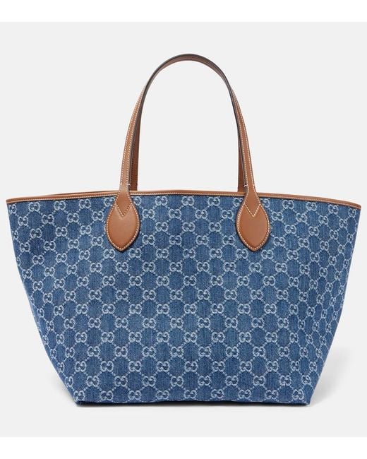 Gucci Totissima Gg Medium Denim Tote Bag in Blue | Lyst