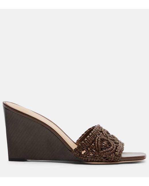 Veronica Beard Ellen Macrame Leather Wedge Mules in Brown | Lyst UK