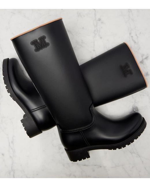 Max Mara Monogram Rain Boots in Black | Lyst