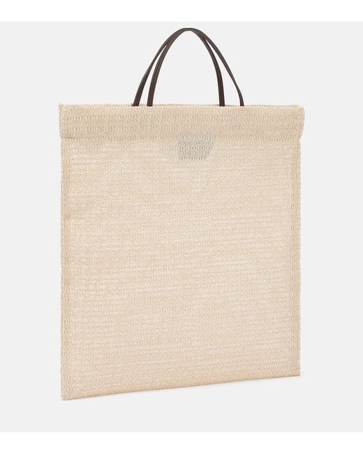 The Row Barn Mini Leather-Trimmed Tote Bag in Natural | Lyst