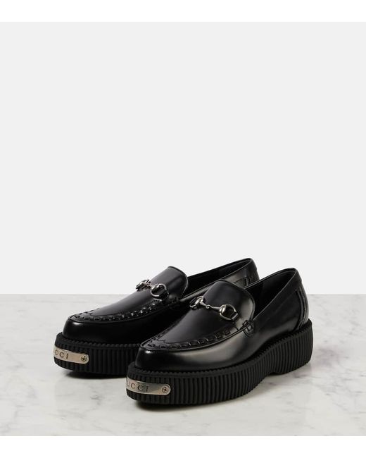 Gucci Horsebit Leather Loafers in Black | Lyst