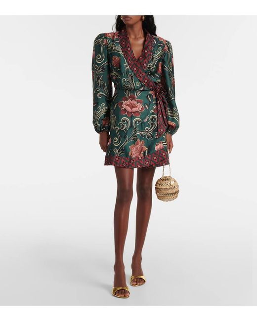 FARM Rio Arabesque Floral Wrap Dress in Green | Lyst