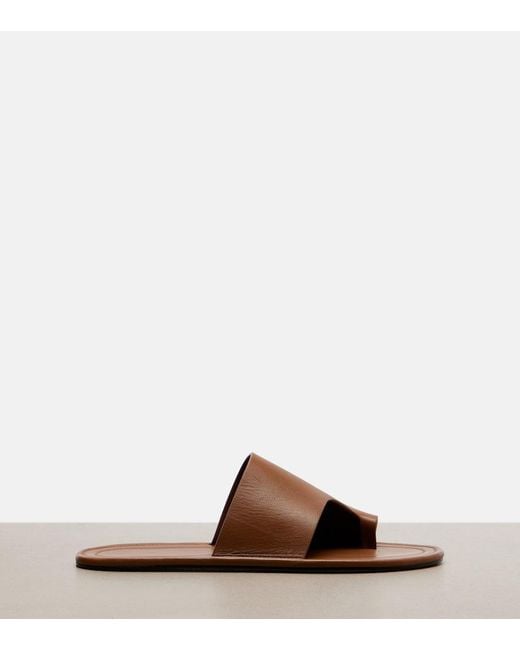 The Row Malick Thong Leather Sandals in Brown | Lyst Australia