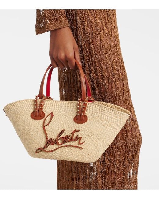Christian Louboutin Cabata Mini Raffia Basket Bag in Natural | Lyst