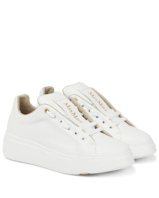 Max Mara Maxiv Leather Sneakers In White Lyst