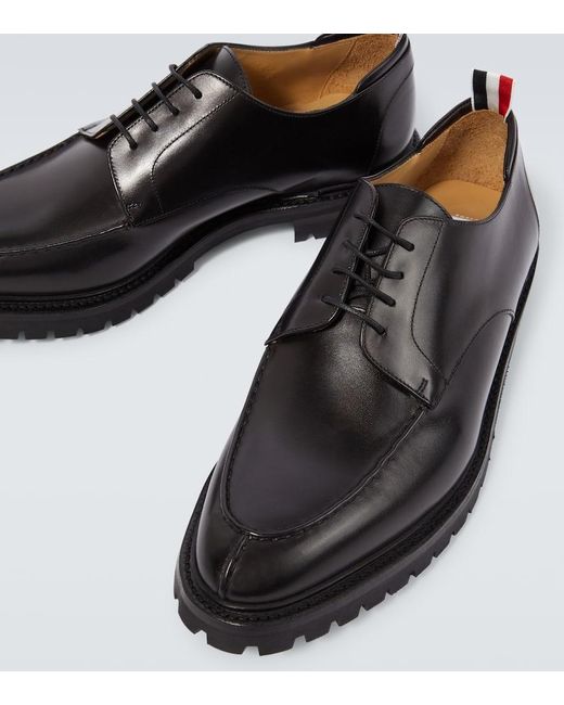 Thom Browne Apron Stitch Leather Derby Shoes in Black for Men | Lyst